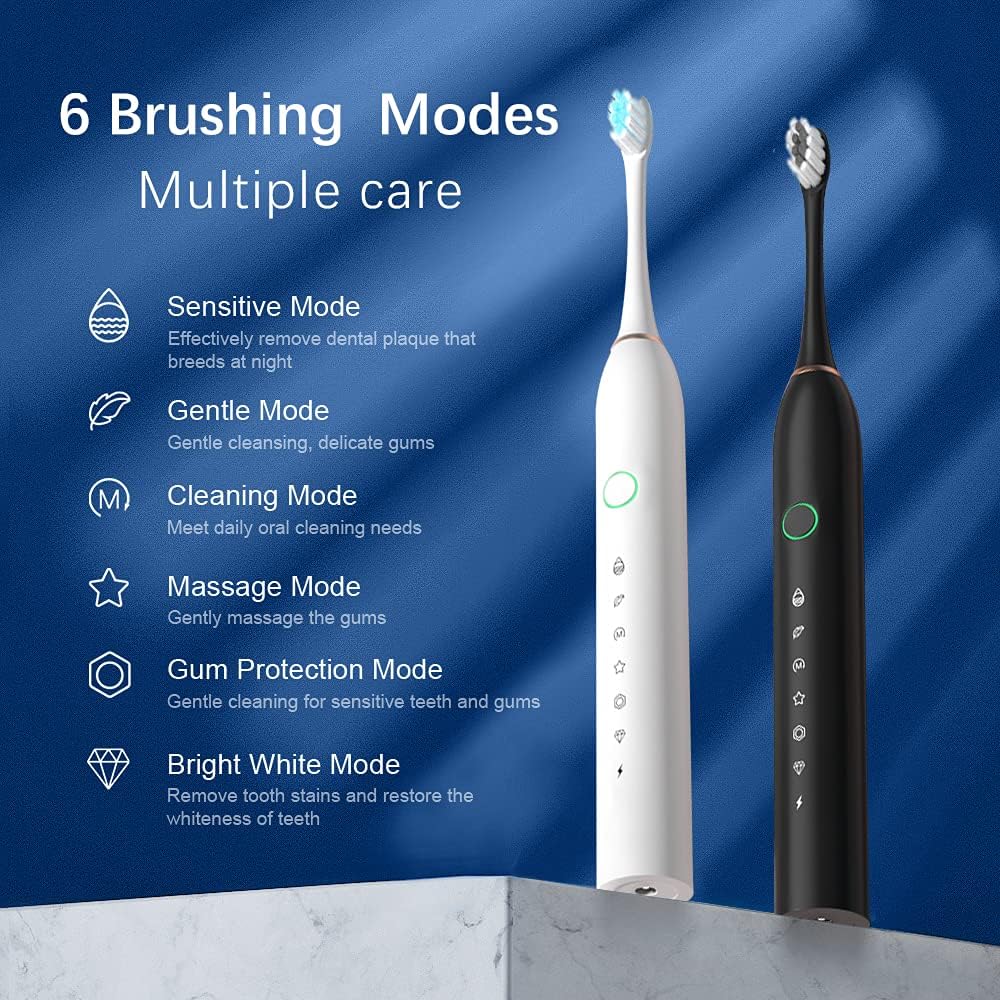 Dentonex Rechargeable Electric Toothbrush, 3 Cleaning Modes, 4 Brush H ...